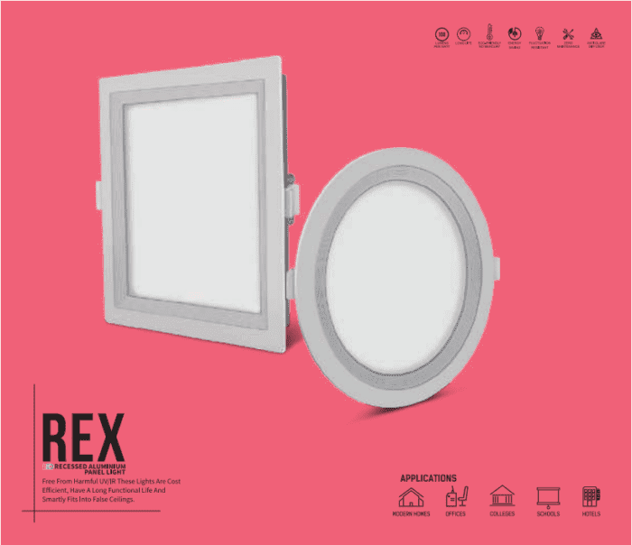 Rex led recessed aluminum panel lights